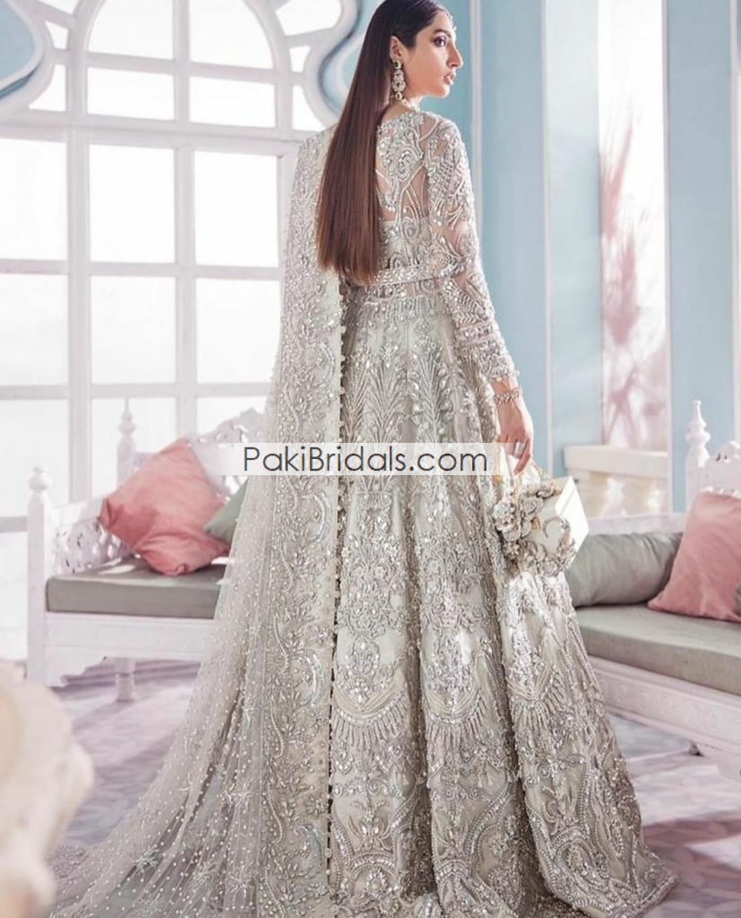 Silver Bridal Maxi Pakistani Dress 813